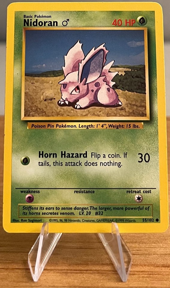Nidoran #32 Non-Holographic Pokemon Card Near Mint 55/102 Common Base ...