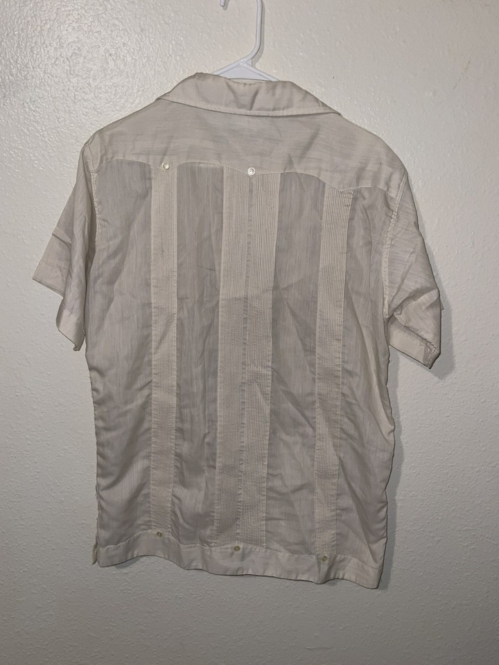 Guayabera LOL-HA Button Up Shirt White - Size 40 - Medium | eBay