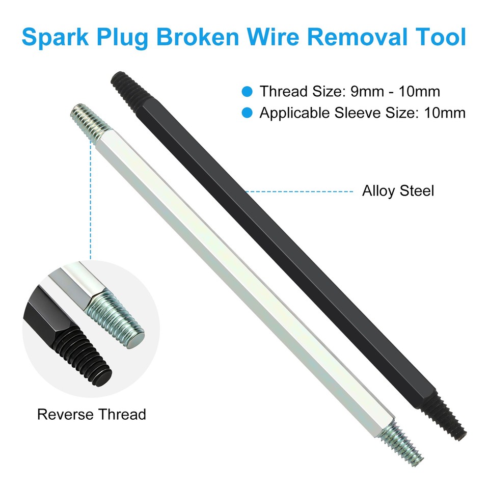 2PCS Spark Plug Broken Removal Tool Left-Hand Thread Screw Durable Tap ...
