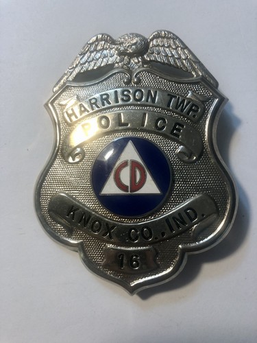 VINTAGE OBSOLETE CIVIL DEFENSE POLICE BADGE HARRISON TWP KNOX COUNTY ...
