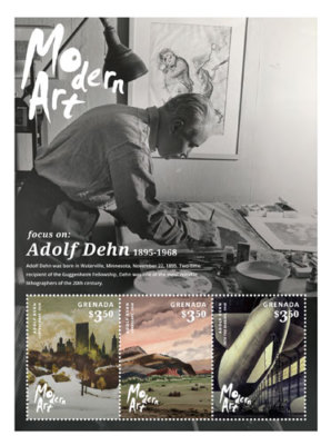 Grenada 2014 - Modern Art Adolf Dehn - Sheet of 3 Stamps - Scott #3983 ...