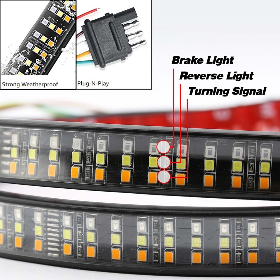 60 inch Triple LED Tailgate Light Reverse Brake Signal Car Truck Pickup ...