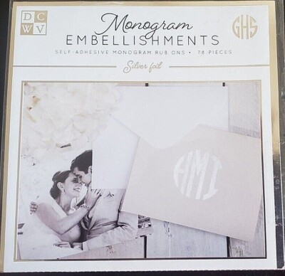 DCWV Self-Adhesive SILVER FOIL BLOCK MONOGRAM RUB-ONS - 78 pcs | eBay