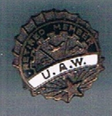 Retired Member UAW United Automobile Workers Union Rare Small Pin Badge ...