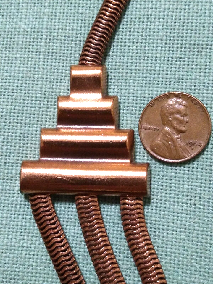 RARE STUNNING RUNWAY EGYPTIAN PYRAMID MONET 3 STRAND DRIP COPPER SNAKE ...