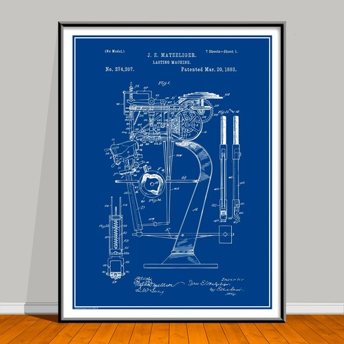 1883 Shoe Lasting Machine Patent Art Print Poster African American ...