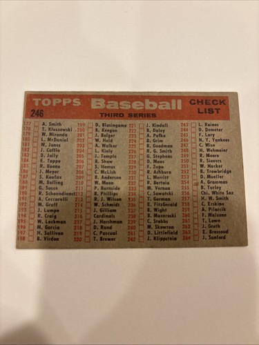 1958 Topps - Third Series Checklist #246 New York Yankees | eBay