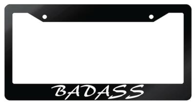 Badass (Cursive) Glossy Black Plastic License Plate Frame | eBay