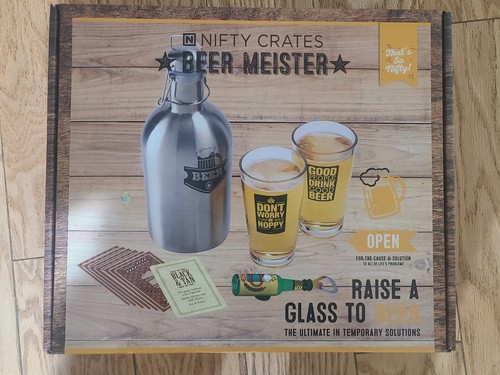 Nifty Crates Beer Meister Set; Growler, Glasses, Bottle Opener - Beer ...