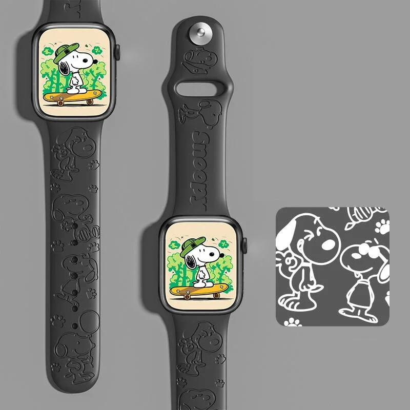 Snoopy Relief Carving Strap for Apple Watch Band 44mm 40mm 45mm 41mm ...