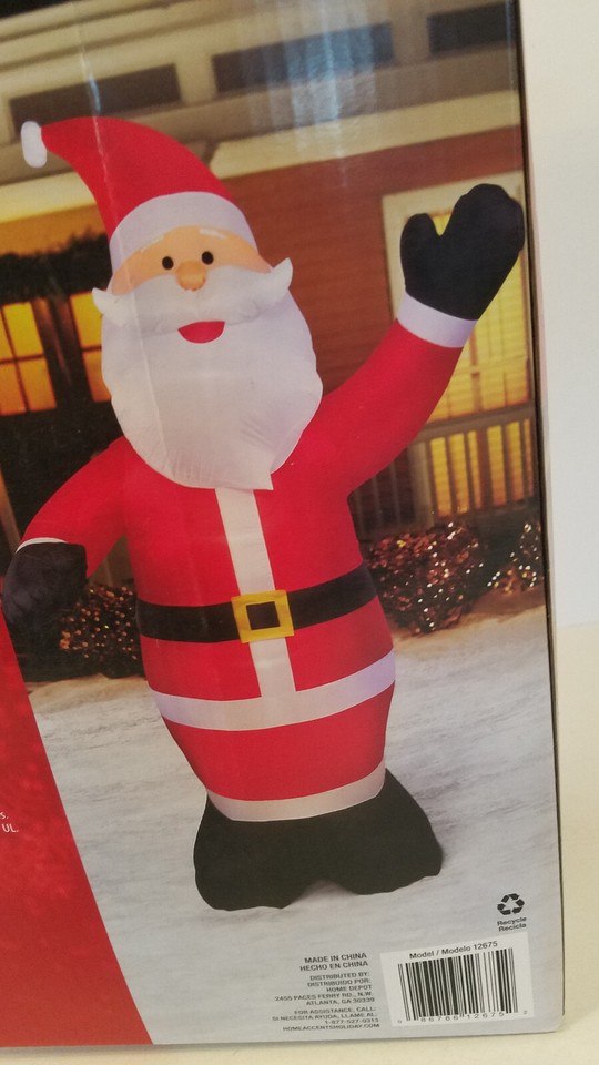 HOME ACCENTS Holiday 9 ft LED Giant-Sized Santa Airblown Inflatable | eBay