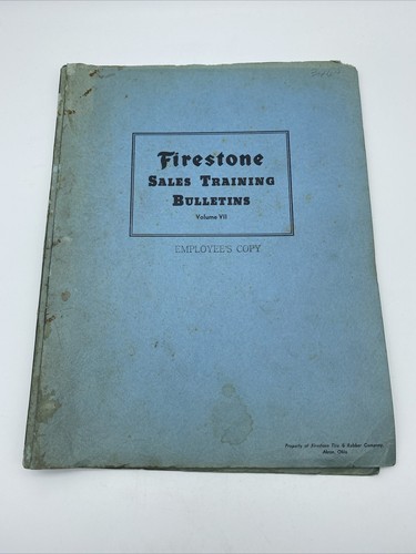 Firestone Sales Training Bulletin Volume VII 1937 | eBay