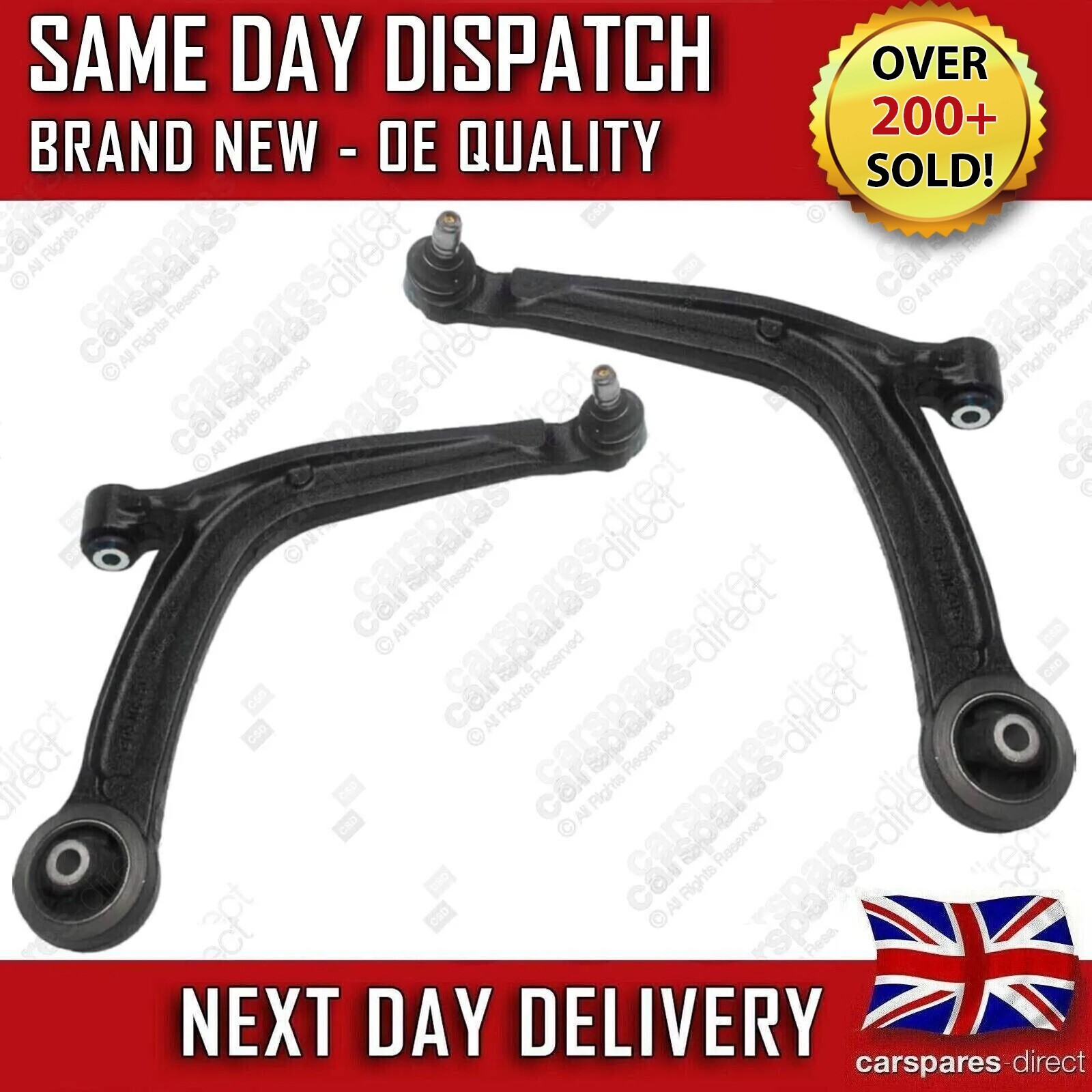 FIAT 500 FRONT LOWER CONTROL ARMS SUSPENSION WISHBONES 2007-ON PAIR X2 ...