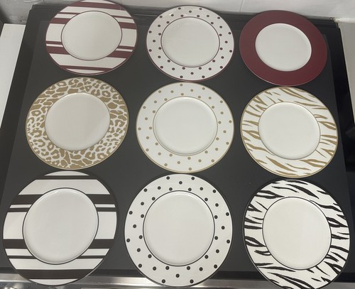 Mikasa Color Studio Salad Plates Set Of 9 Polka Dot/striped/Animal ...