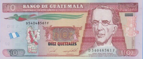 10 Quetzales bank bill. Guatemala 2019. Ten Quetzales banknote ...