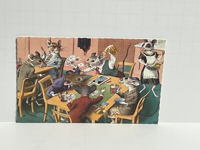 Anthropomorphic Mice Playing Poker Cards Artist Alfred Mainzer Postcard ...