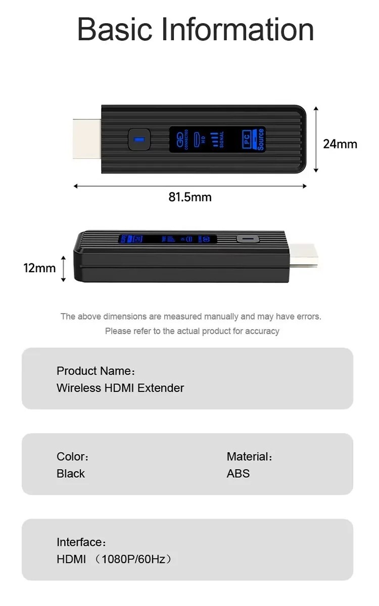 Wireless HDMI Video Transmitter Receiver Extender PC TV Projector ...
