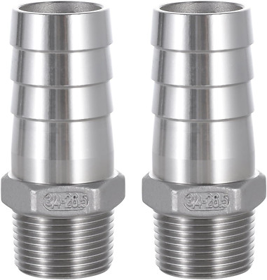 304 Stainless Steel Hose Barb Fitting, 1" Barb to 3/4" NPT Male Thread ...