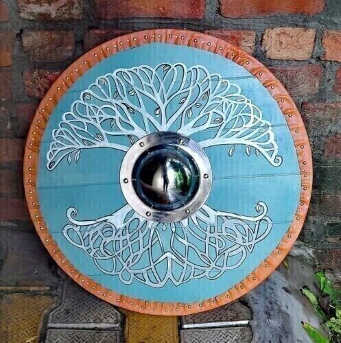 Antique Vikings Unique Shield Tree Of Life pattern Medieval Wooden | eBay