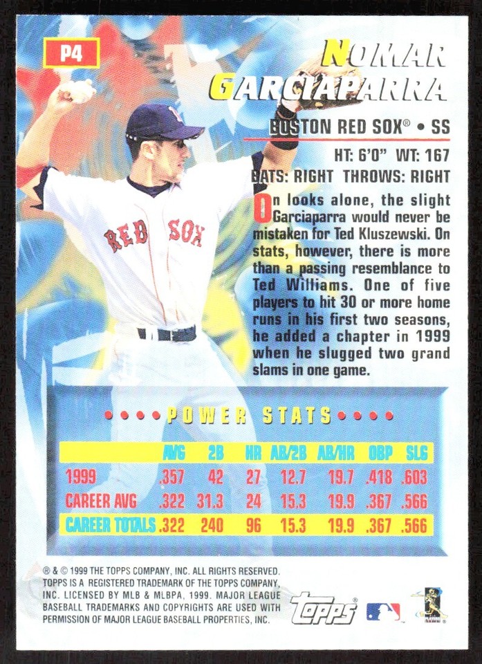 2000 8161C Topps Power Players Nomar Garciaparra Boston Red Sox #P4 | eBay