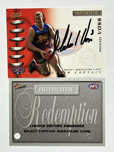 2001 Select AFL Authentic Captain Signature Redemption CS2 Michael Voss ...