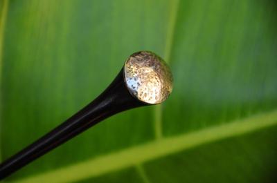 Handmade wooden HAIR JEWELRY STICK PICK PIN Elegant Metal SILVER circle ...