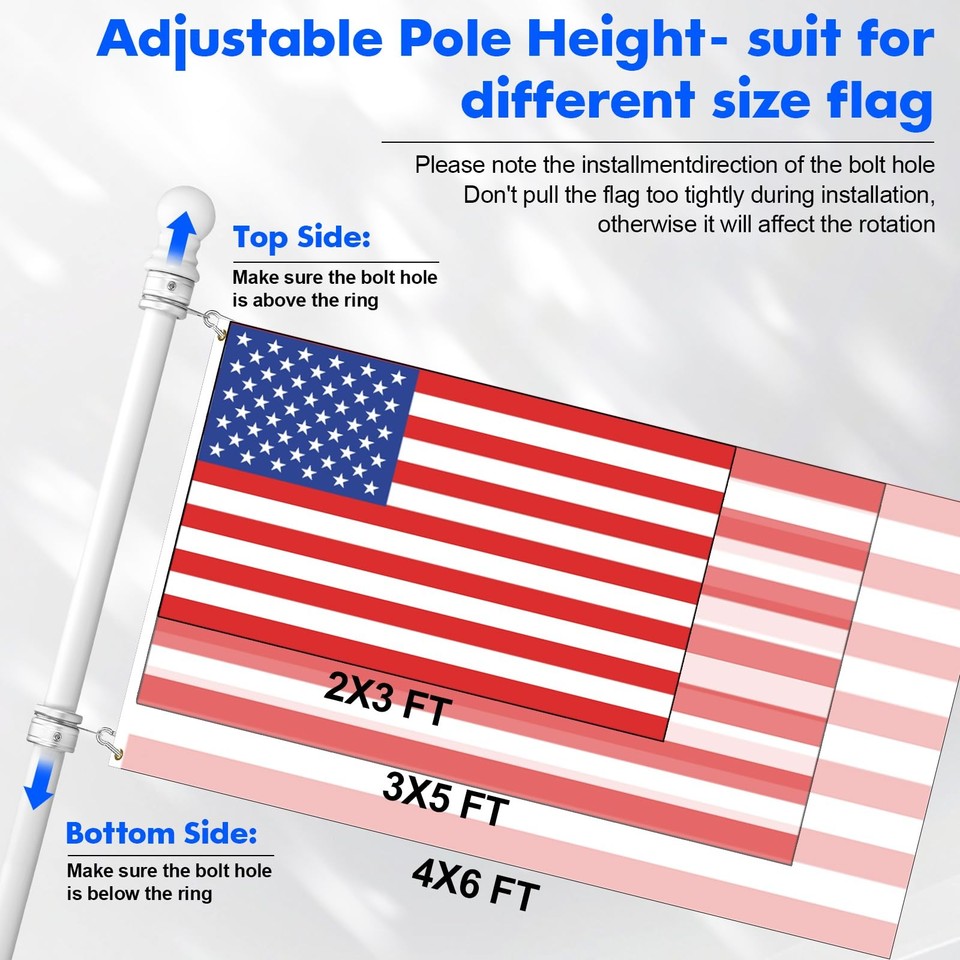 Flag Pole Kit- Stainless Steel 6 FT Flag Poles with1 Inch Metal 360 ...
