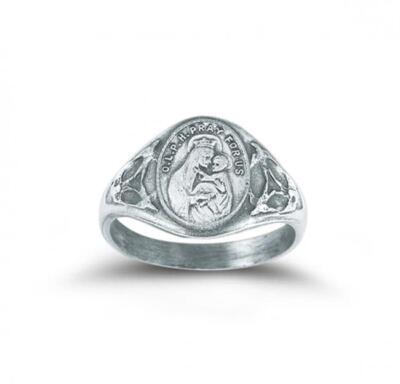 Sterling Silver Our Lady of Perpetual Help Ring with Sacred Heart ...