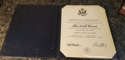 Department of the Air Force USAF Official Retirement Certificate 1980 ...