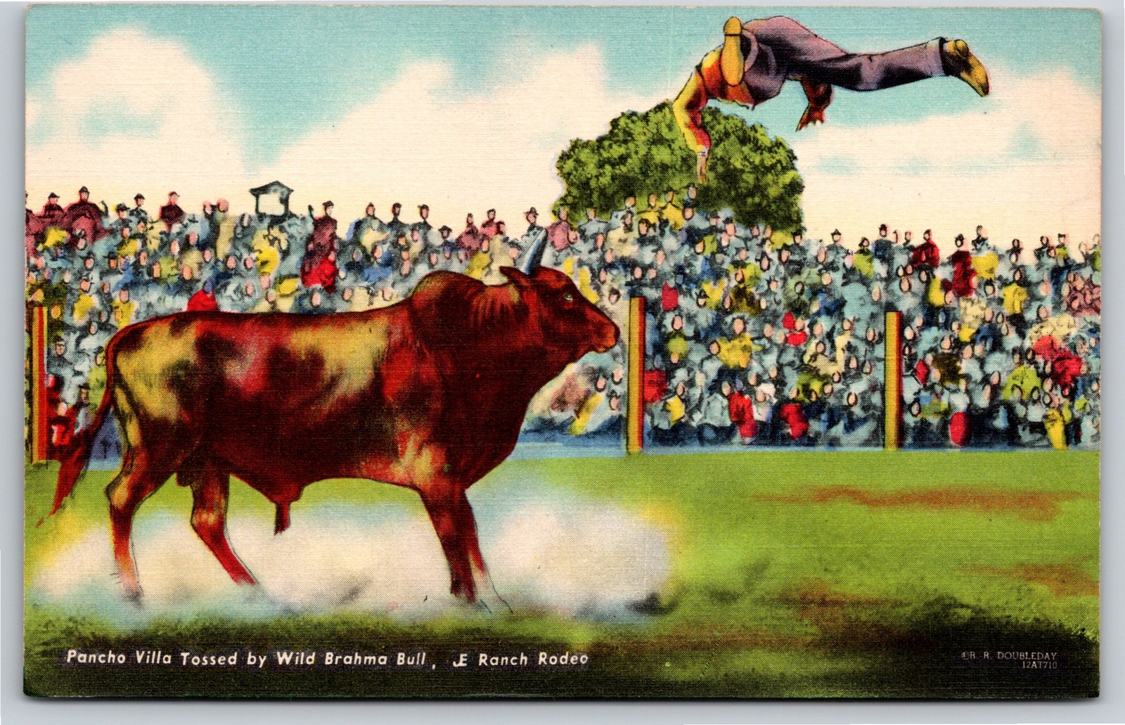 Western~Pancho Villa Tossed By Wild Brahma Bull @ Ranch Rodeo~Vintage ...