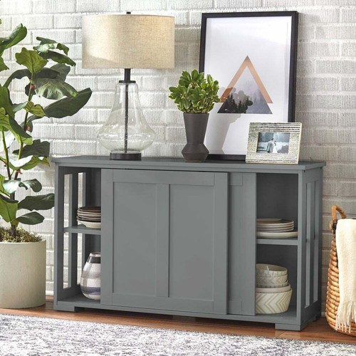 Gray Wooden Storage Cabinet Stackable Utility China Curio Table Sliding ...