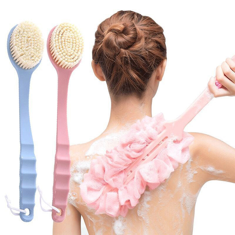 Soft Body Scrubber Shower Exfoliating Scrubs Long Handle Brush Cleaning ...