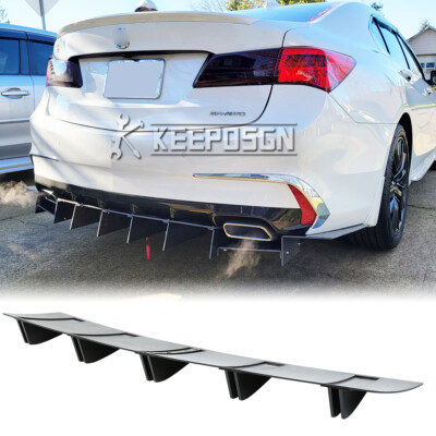 For Acura TLX 21-23 Rear Bumper Spoiler Diffuser Lip Shark Fin Splitter ...