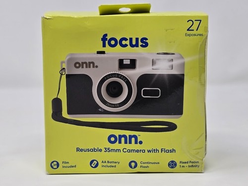 Onn Focus Reusable 35mm Camera with Flash + Film + Battery Included ...