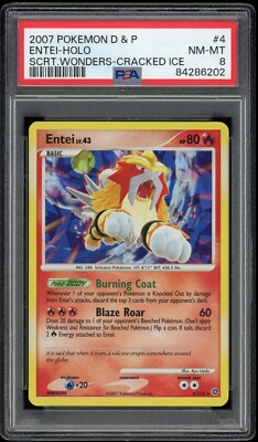PSA 8 NM-MT Entei Diamond Pearl Secret Wonders 4/132 Cracked Ice ...