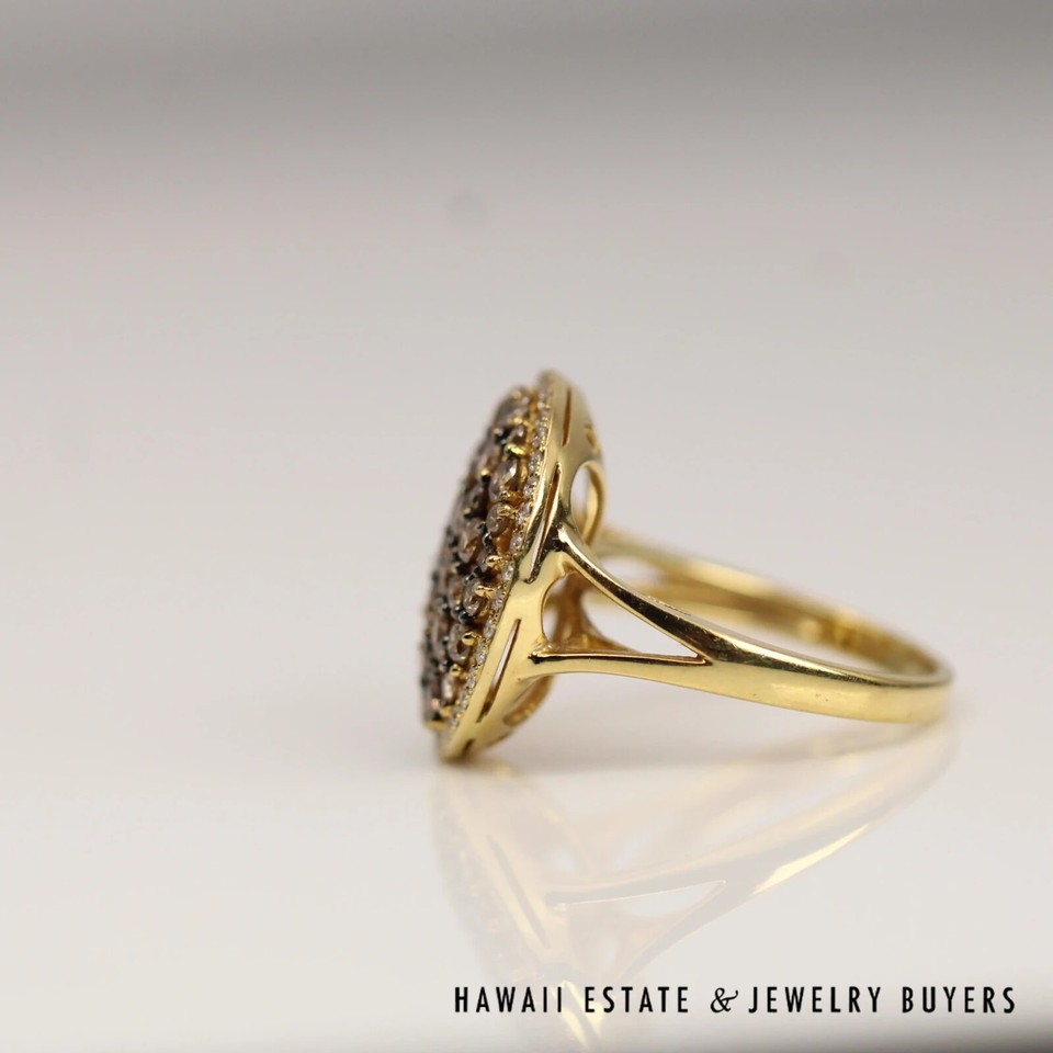 Fancy Chocolate Diamond 19mm Circle 18k Yellow Gold Ring Size 6.5 | eBay