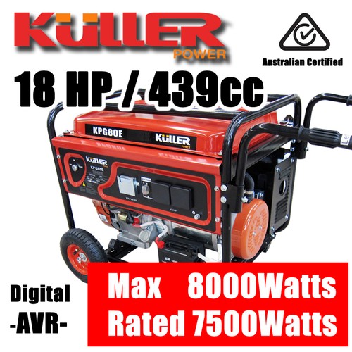 NEW KULLER 18HP 8000w Max/7500w Rated Backup Generator Single-Phase ...