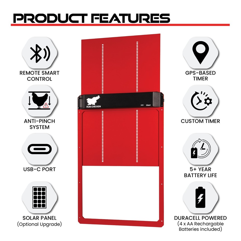 RUN-CHICKEN door - Automatic Turkey Poultry Coop Door (Red) Giant | eBay