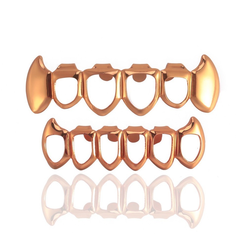 Open Face Grillz Plated Top Bottom Teeth Grill Denture Props Masquerade ...