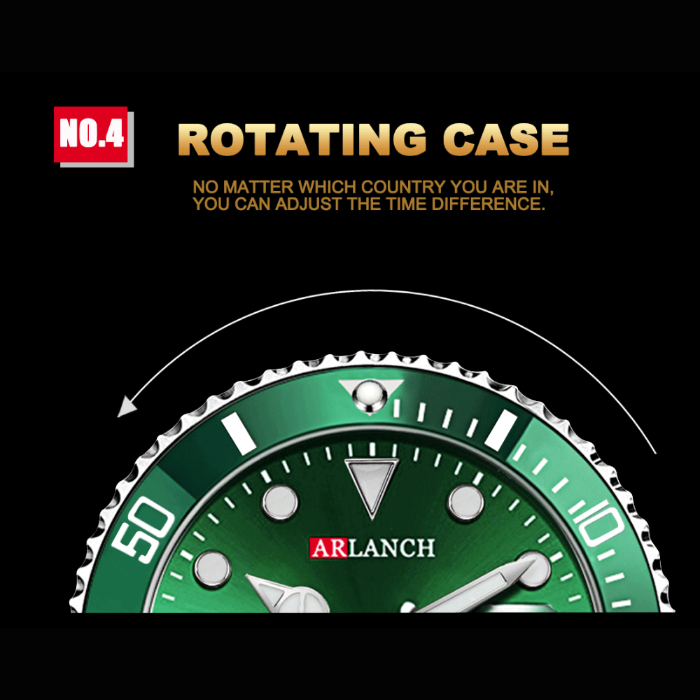 ARLANCH Mens Quartz Sports Watch Stainless Steel Rotating Bezel 30M ...