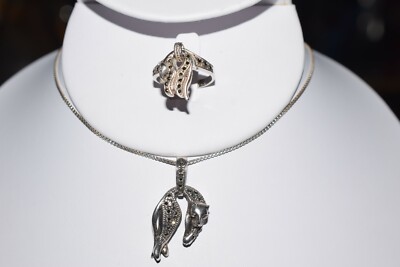Vintage Unique Rare 925 Marcasite Panther Necklace and Ring. | eBay
