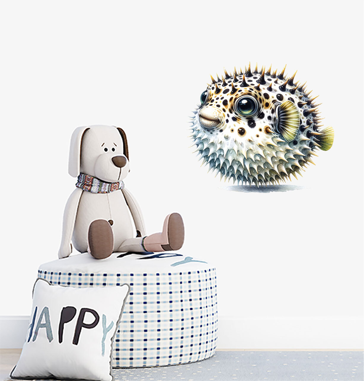 Colourful Puffer Fish Wall Art Bedroom Nursery Decor Laptop Vinyl ...