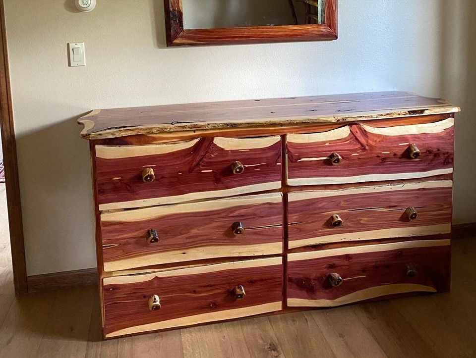 Rustic Cedar 6 Drawer Dresser – Solid Wood, 60" L 22" W, Live Edge ...