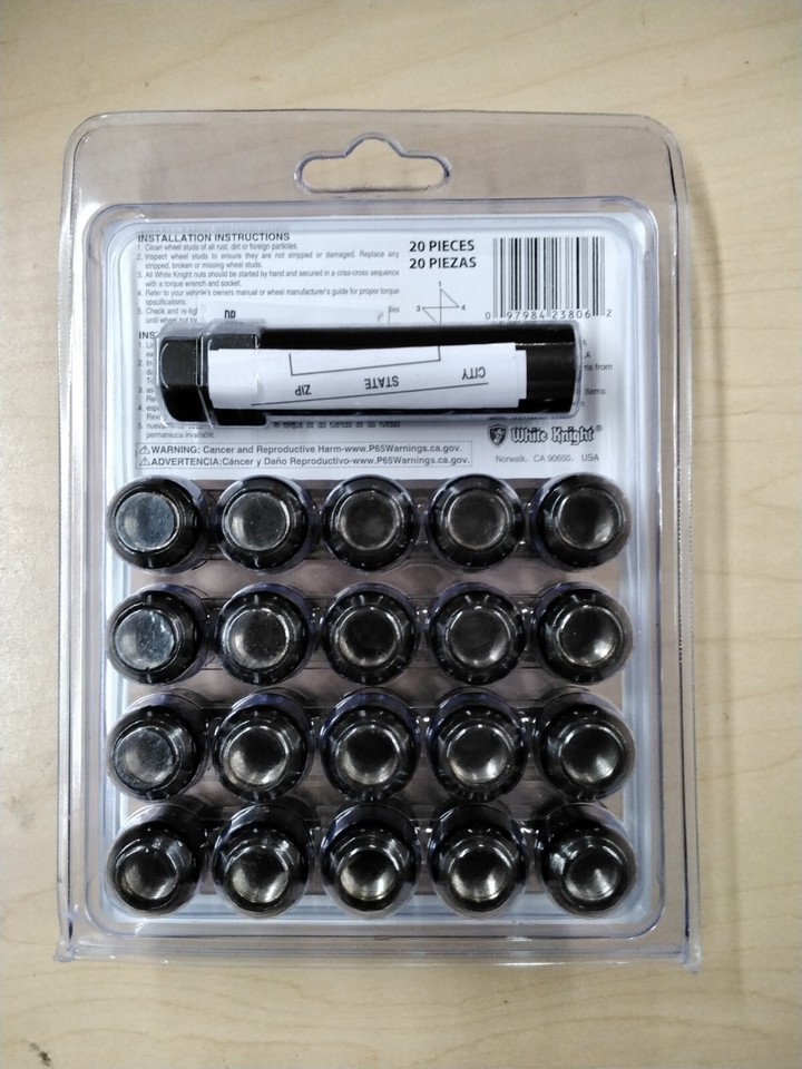 White Knight Spline Wheel Lock Kit - Glossy Black 723806 97984238062| eBay