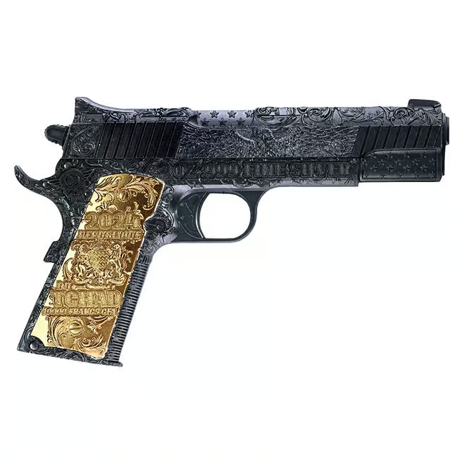 2024💎2 oz .999 Fine Silver .45 Pistol Coin Black Gilded Gold Ltd./1000 ...