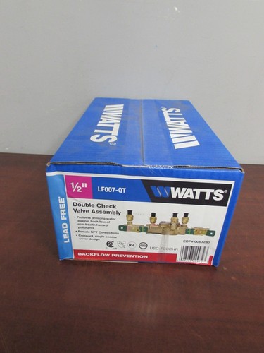 WATTS LF007-QT 1/2" DOUBLE CHECK VALVE ASSEMBLY BACKFLOW PREVENTION ...