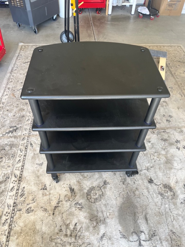 Audio Component Rack Tower Media Stereo Stand Equipment Shelves Black 4 ...