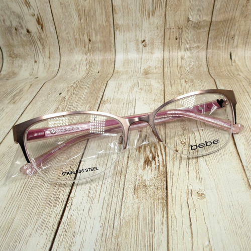 Bebe Rose Gold Stainless Steel Eyeglasses HALF-FRAME - BB5212 770 53-17 ...