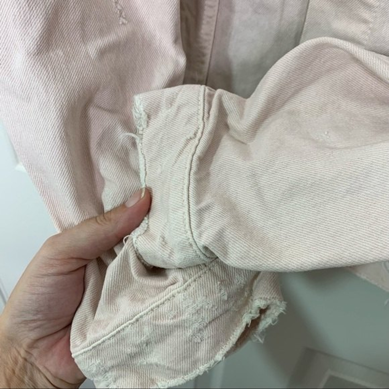 Zara Woman Distressed Light Pink Denim Jacket Women's… - Gem