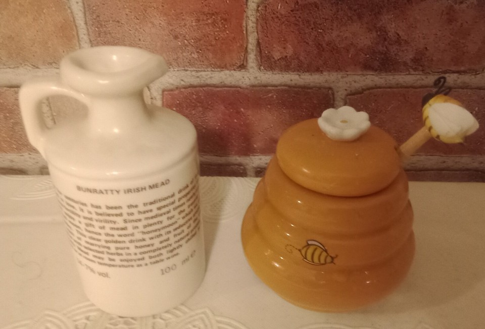 Irish Mead ceramic maple syrup jar & Honey Miel jar with dipper | eBay
